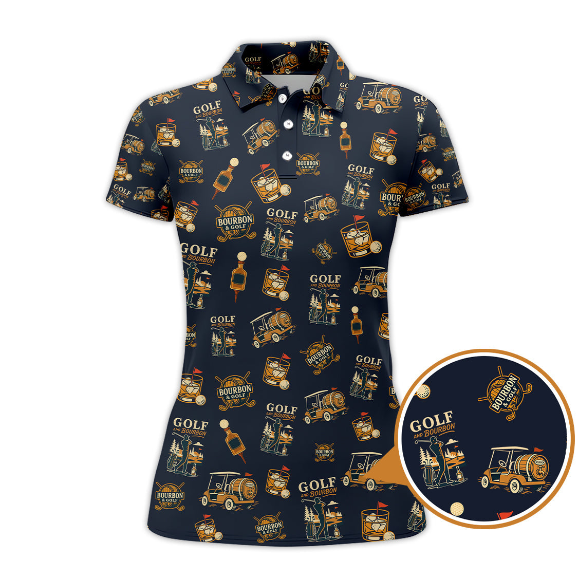 Golf and Bourbon Pattern Polos, Funny Bourbon Shirt For Men, Crazy Gol ...