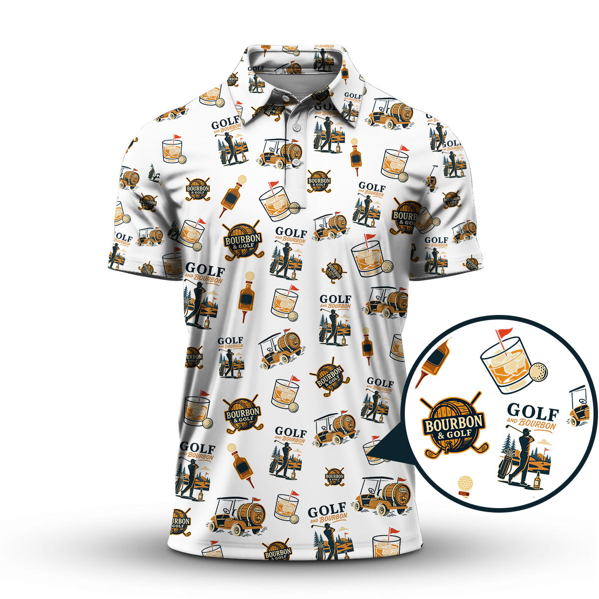 Golf and Bourbon Pattern Polos, Funny Bourbon Shirt For Men, Crazy Gol ...